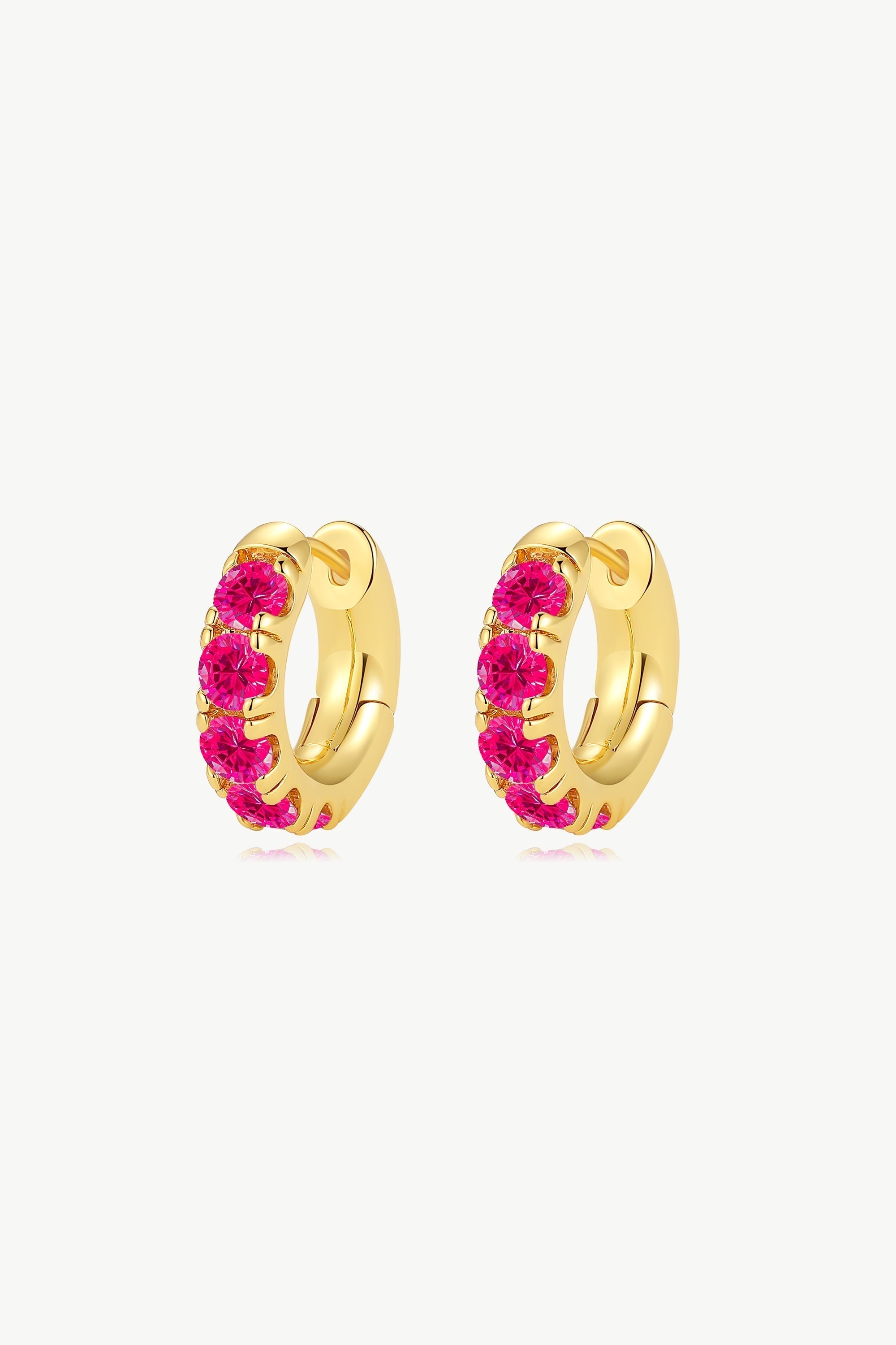 Daniela Gold Huggie Hoop Fuchsia Pink Zirconia Earrings – Classicharms