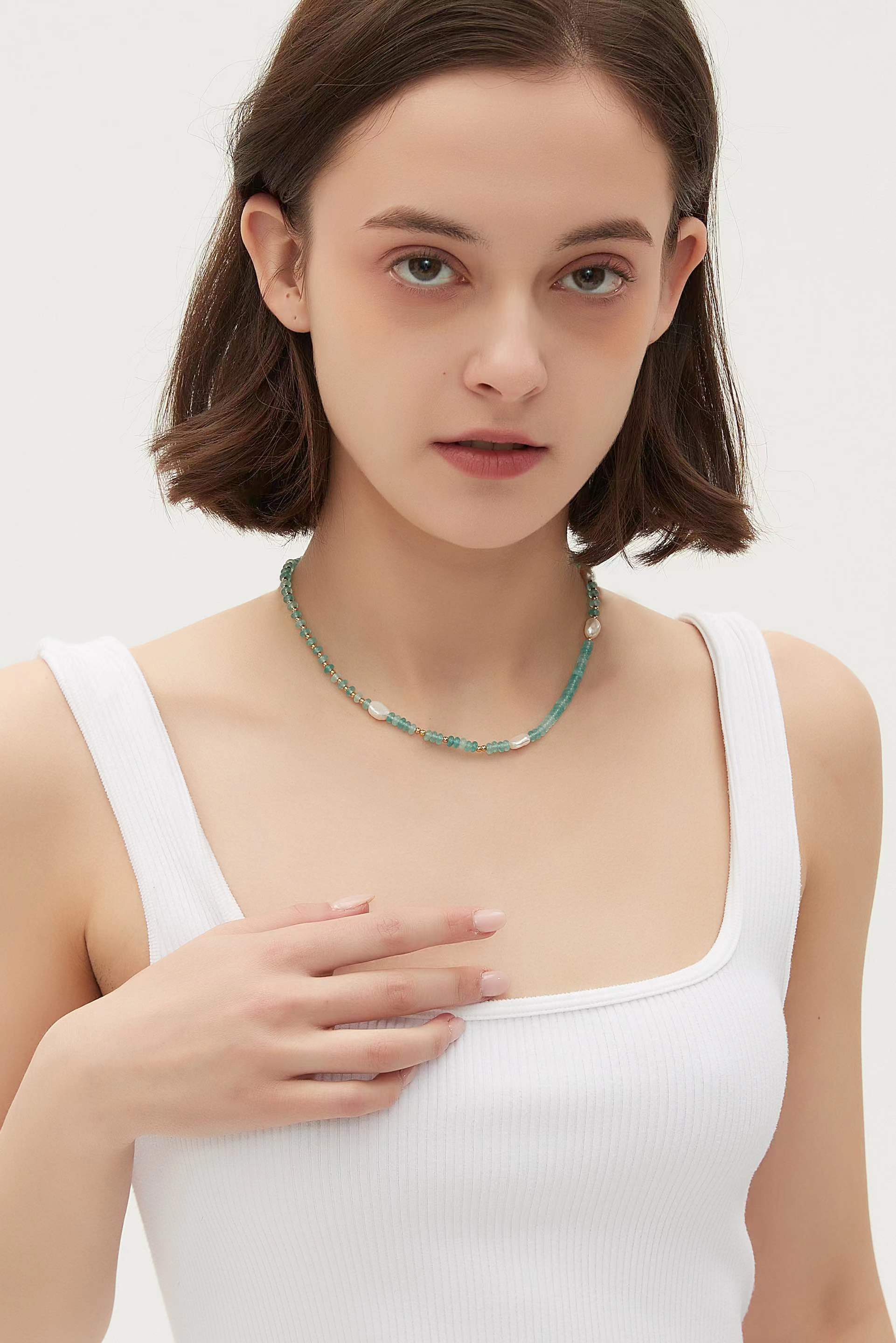 Venus Amazonite Crystal Bead and Pearl Necklace – Classicharms